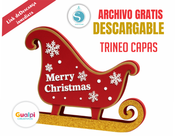 🎄 Trineo Navideño por Capas – Archivo GRATIS para Silhouette Cameo - Gualpi