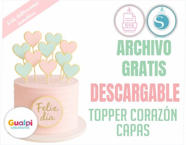 Topper Corazón en Capas SVG GRATIS – Archivo Descargable para Toppers y ...