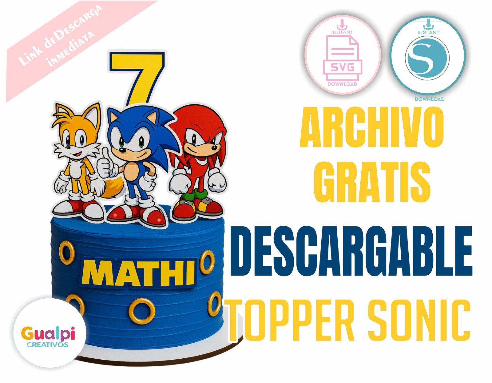 Topper Sonic en Capas SVG GRATIS – Archivo Descargable para Silhouette ...