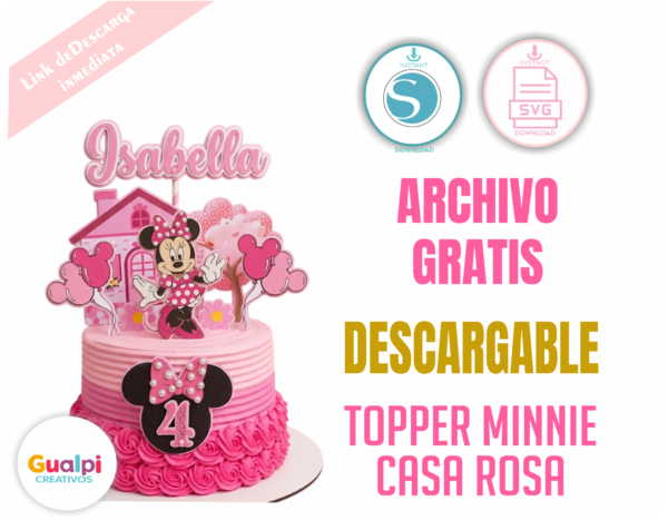 Topper Minnie Rosa GRATIS | SVG para Silhouette Cameo y Cricut | Casa ...