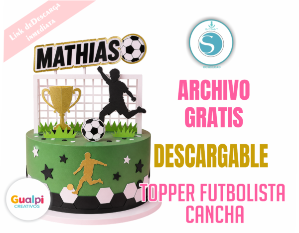 Topper Futbolista Cancha GRATIS para Silhouette Cameo | Cake Topper ...